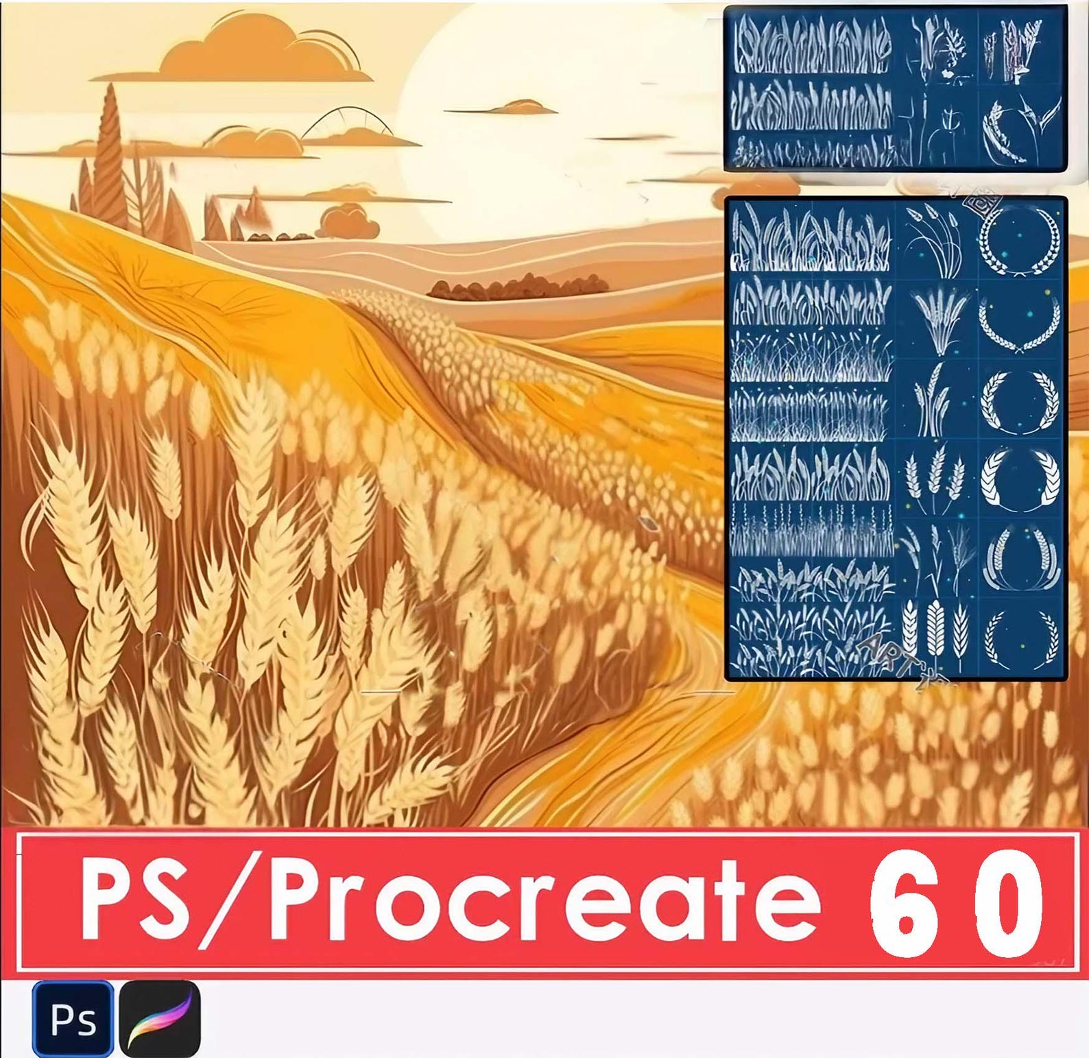 Ear of Wheat PS Brush Procreate Brush Wheat Field Wheat Straw Wheat ...