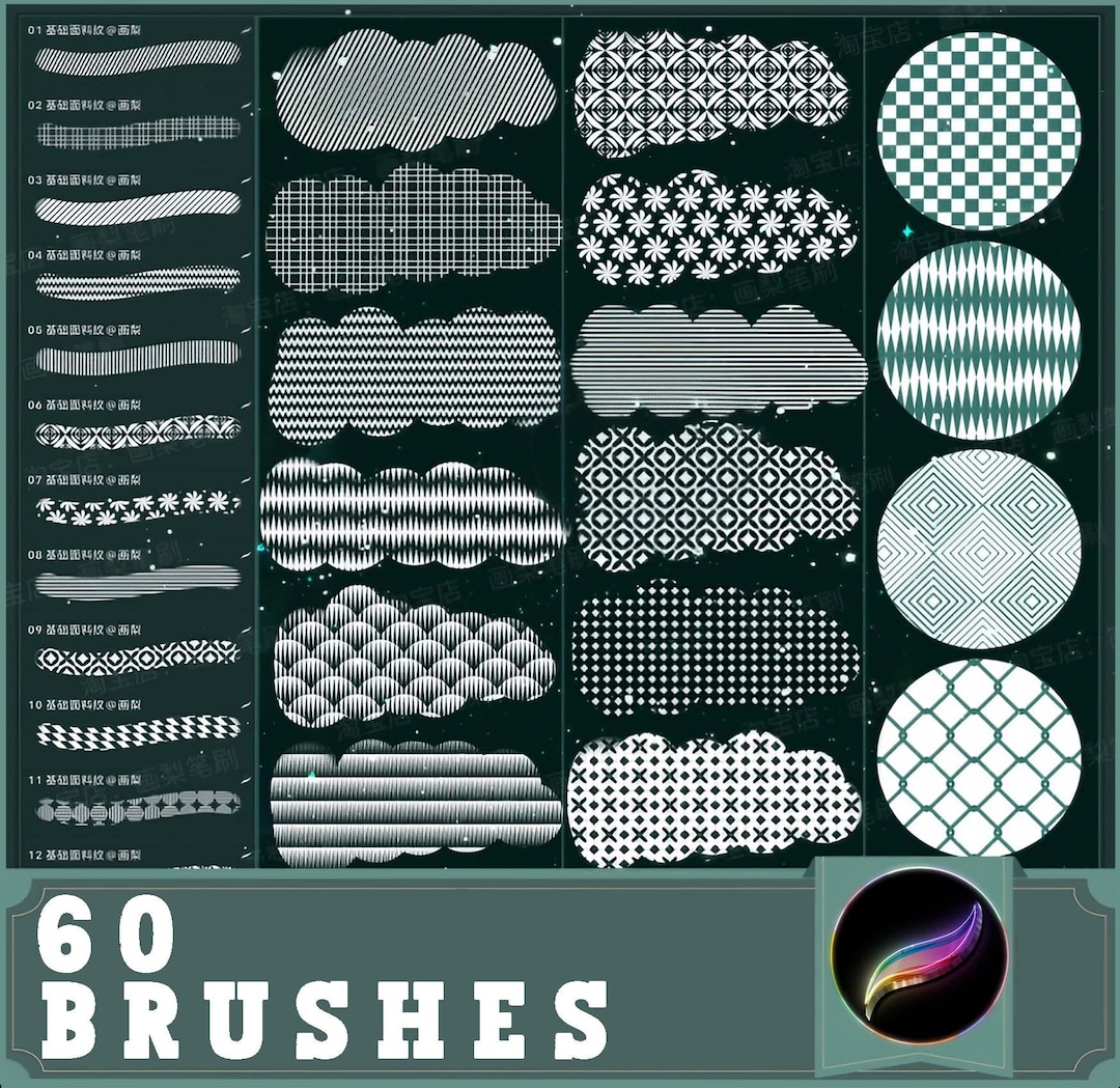 Procreate Brush Basics Commonly Used Fabric Textures Dots Stripes ...