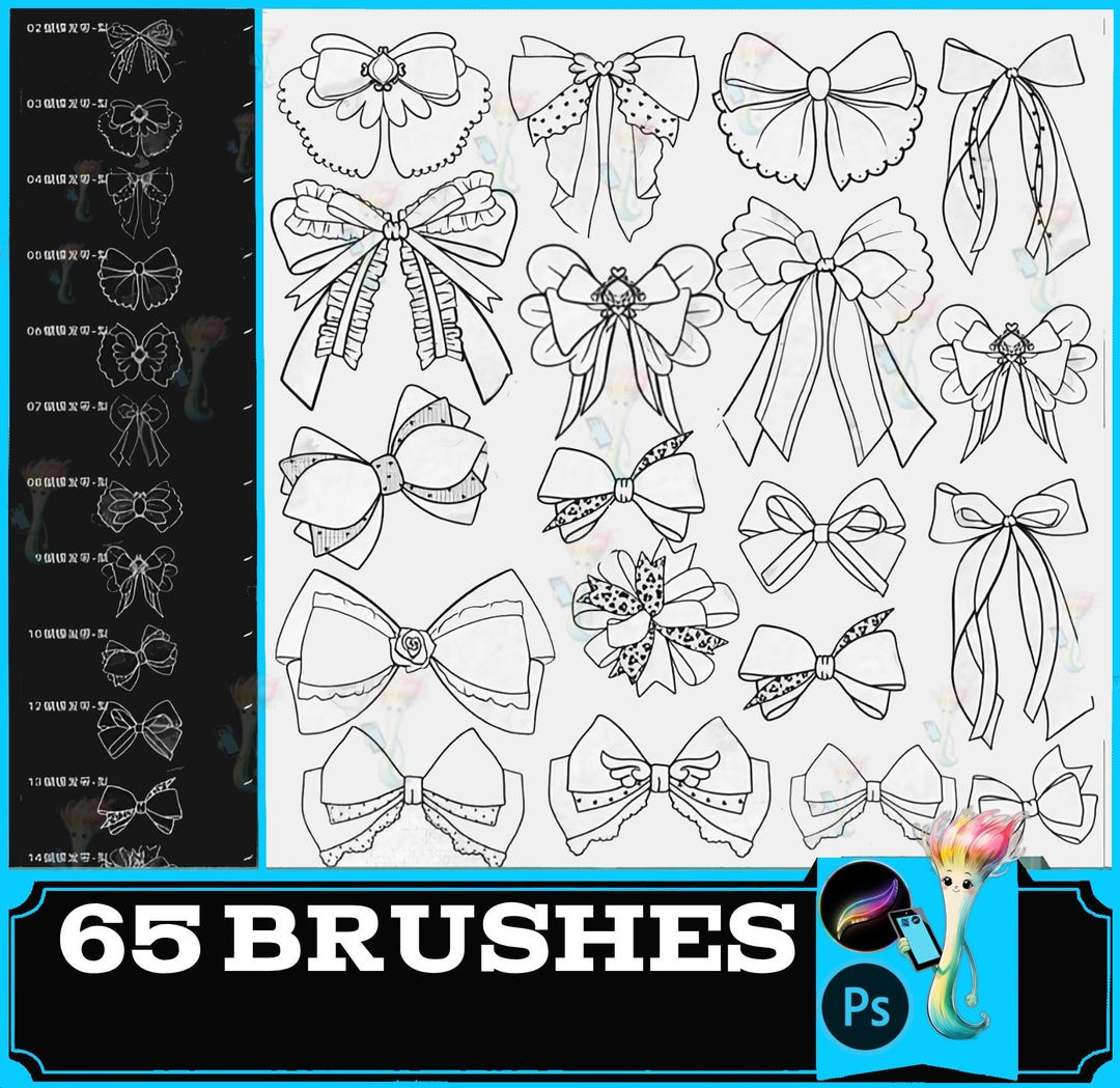 Procreate Bow Brush Set: Ribbon, Hairband, Line Art Stamps - Etsy