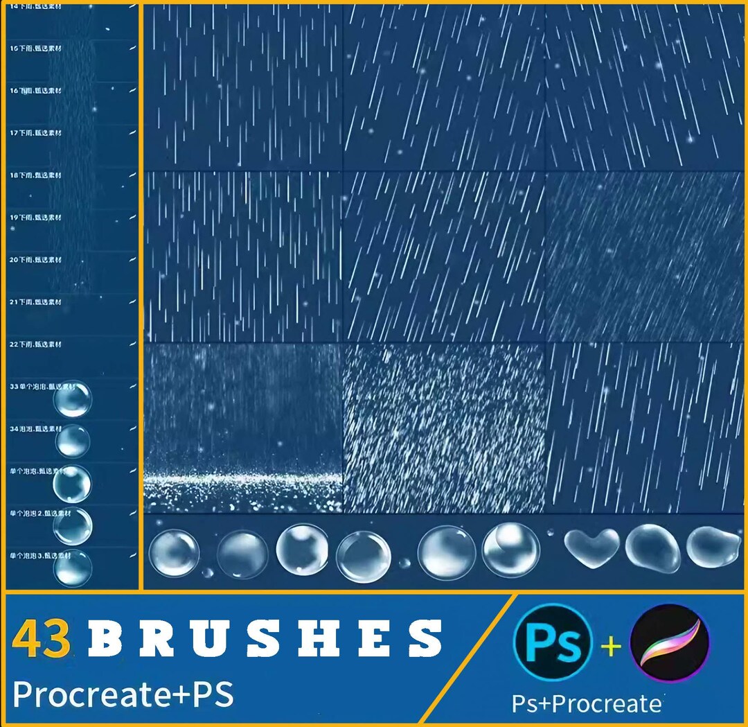 Procreate Brush Ps Brush Rainy Day Rain Rainstorm Realistic Special ...