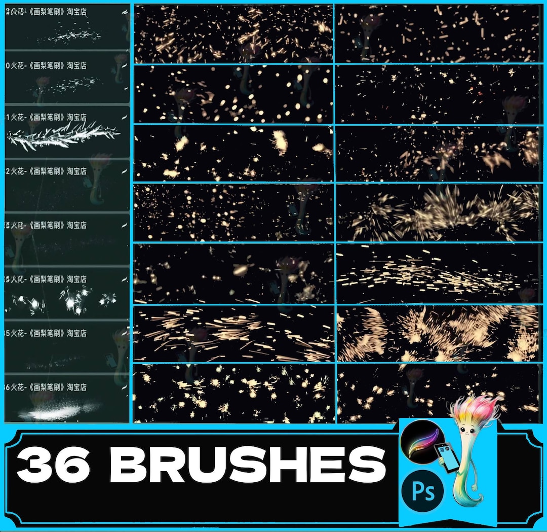 Fire & Sparkle Procreate Brush Set: Custom Photoshop Brushes - Etsy