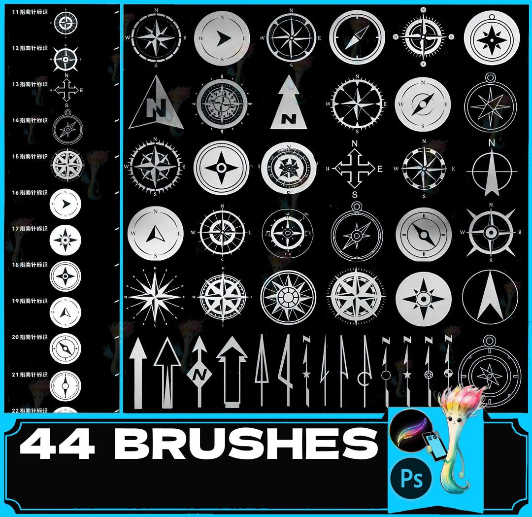 Procreate Brushes PS Brushes Compass Logo Compass Direction Coordinate ...