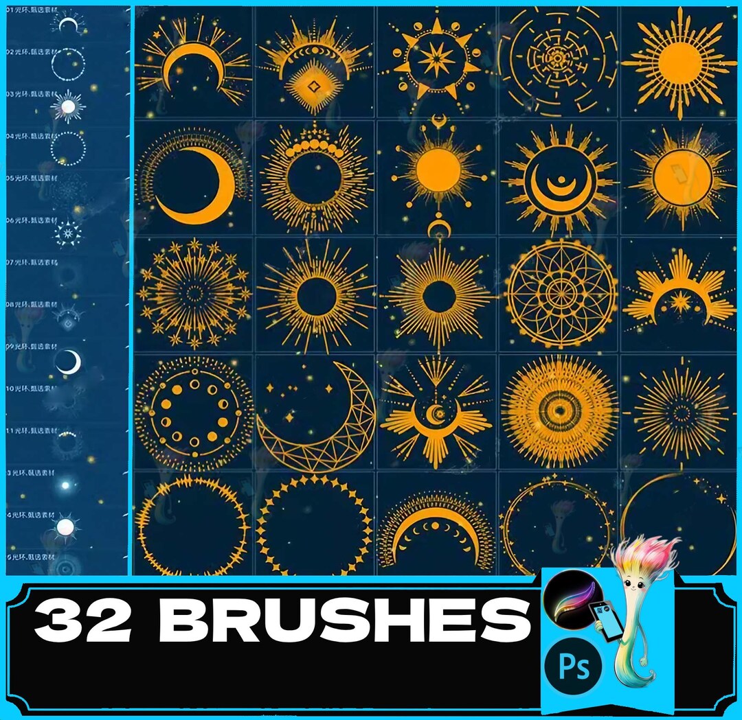 Procreate Brushes: Dream Halo, Magic Circle, Decorative Stamps - Etsy