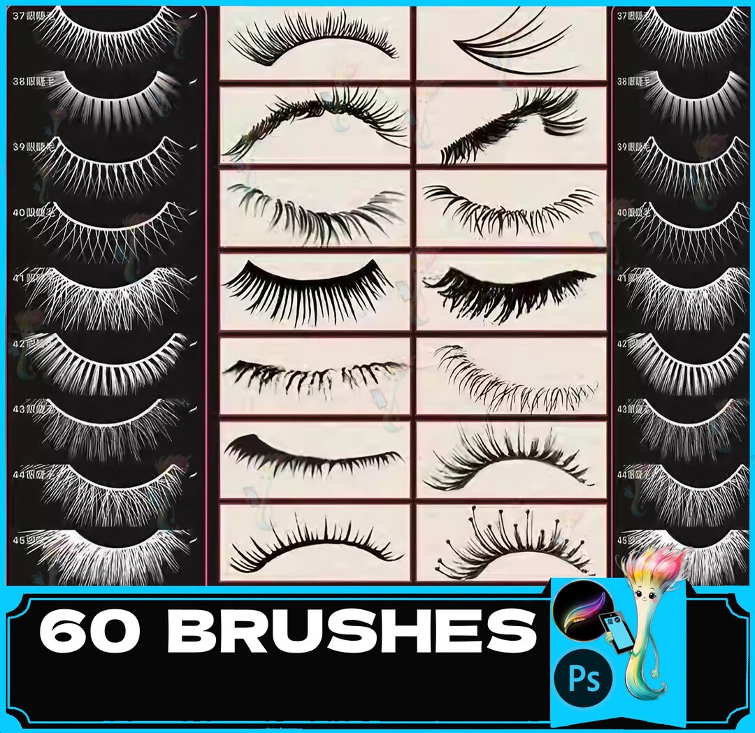 Procreate Lashes, Photoshop Lashes, Procreate Makeup, Eyelash Brushes ...