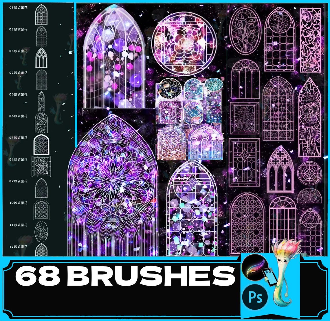 Procreate Brush Set: Gothic Stained Glass Window Designs - Etsy
