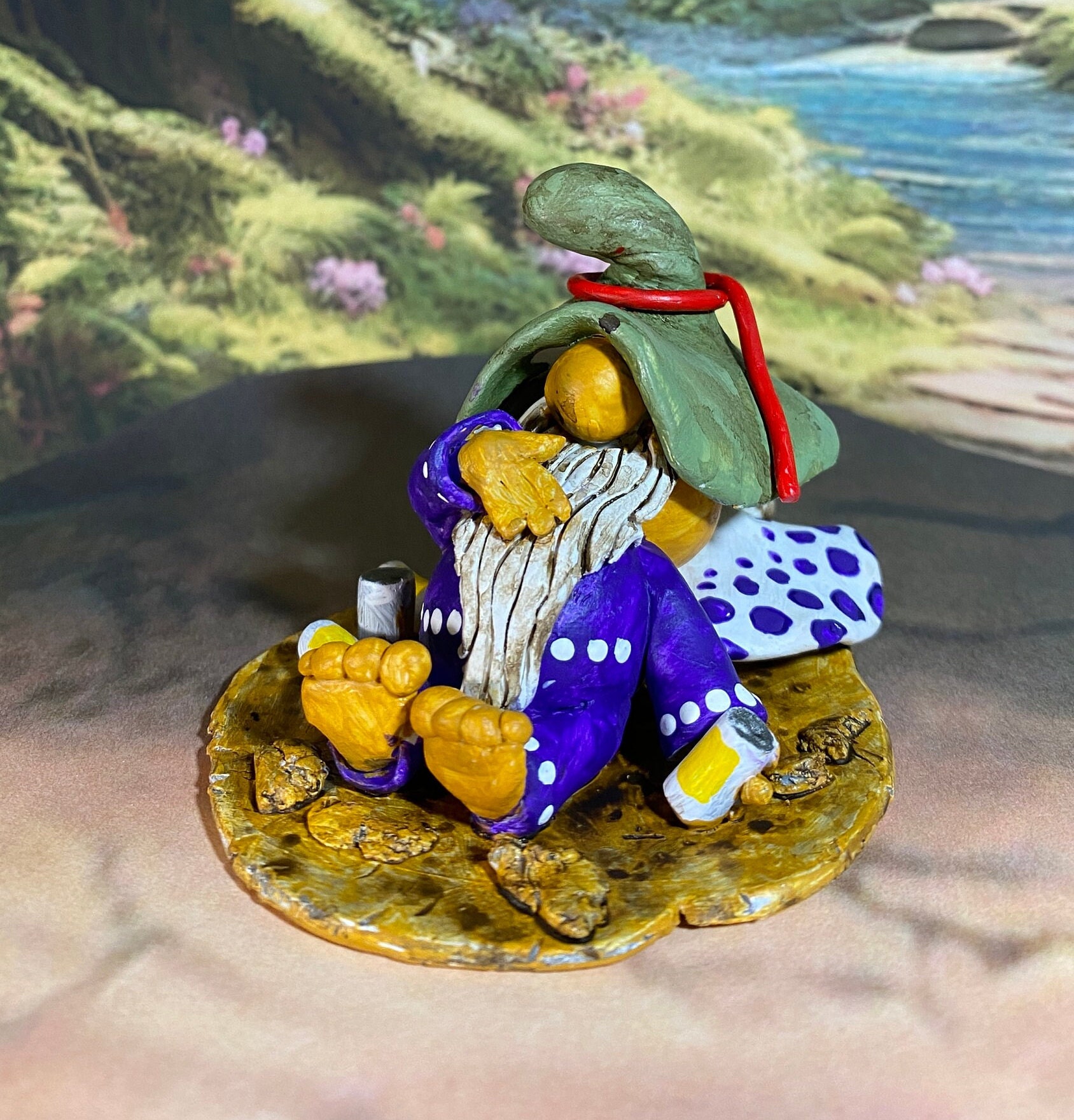 Sleepy Gnome, Hand Sculpted & Hand Painted One of a Kind, Snoozlebrook ...