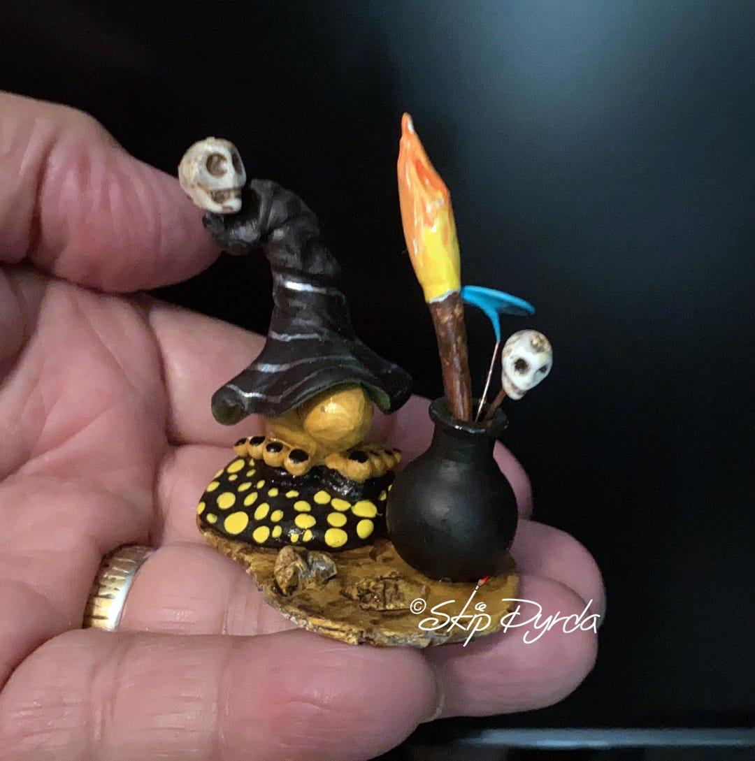 Mini Goth Gnome With Skull – Handmade Halloween Décor, Spooky Gothic ...