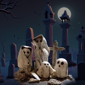 Handmade Halloween Ghost Gnome Figurine – Miniature Graveyard Scene ...