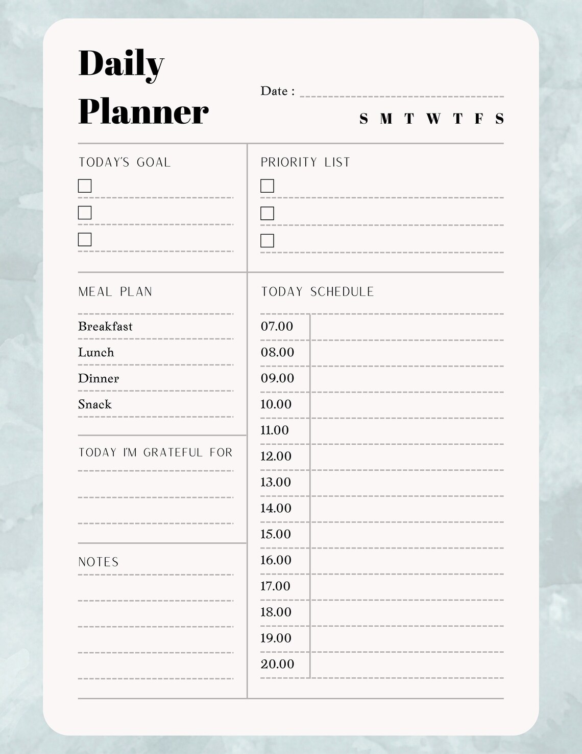Daily Planner Printable Daily Schedule Planner Printable to Do List ...