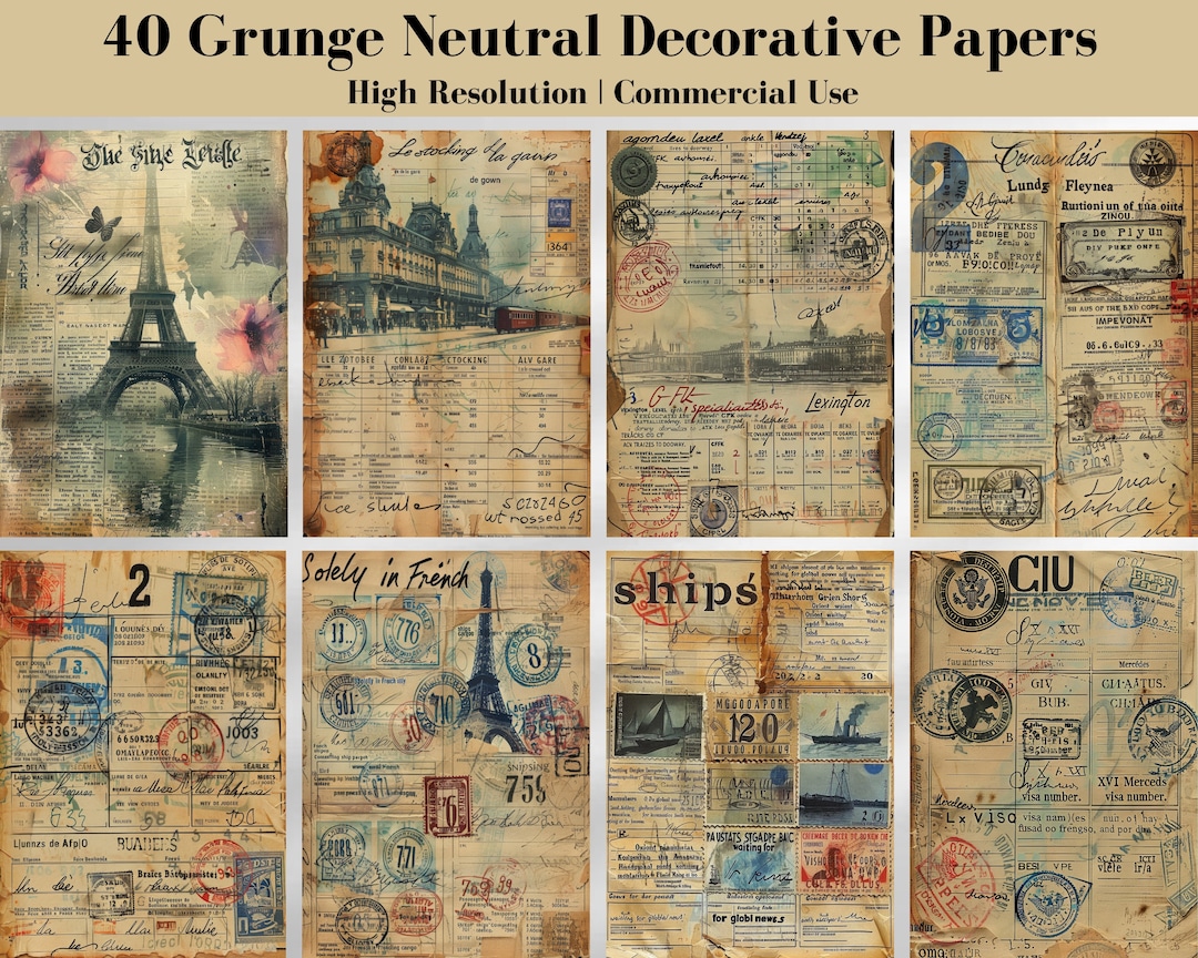 40 Vintage Neutral Tones Digital Junk Journal | Industrial Grunge ...