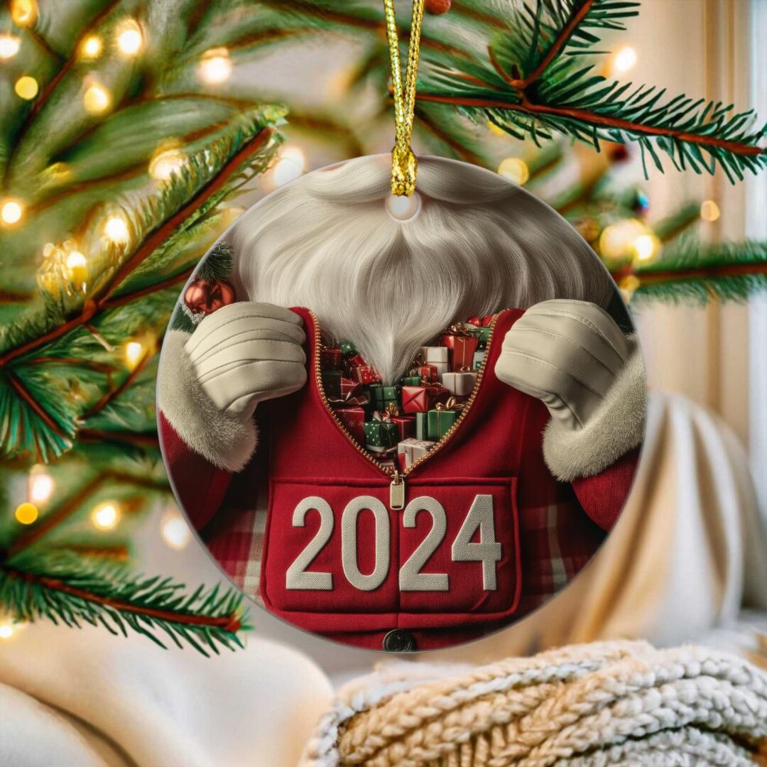 2024 Christmas Ornament Cute Plaid Santa Claus Zipper Ornament Holiday ...