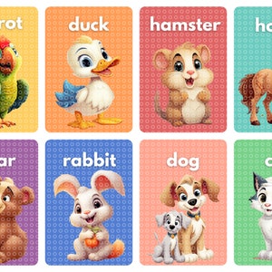 8 Printable Flashcards for Learning About Animals - Etsy