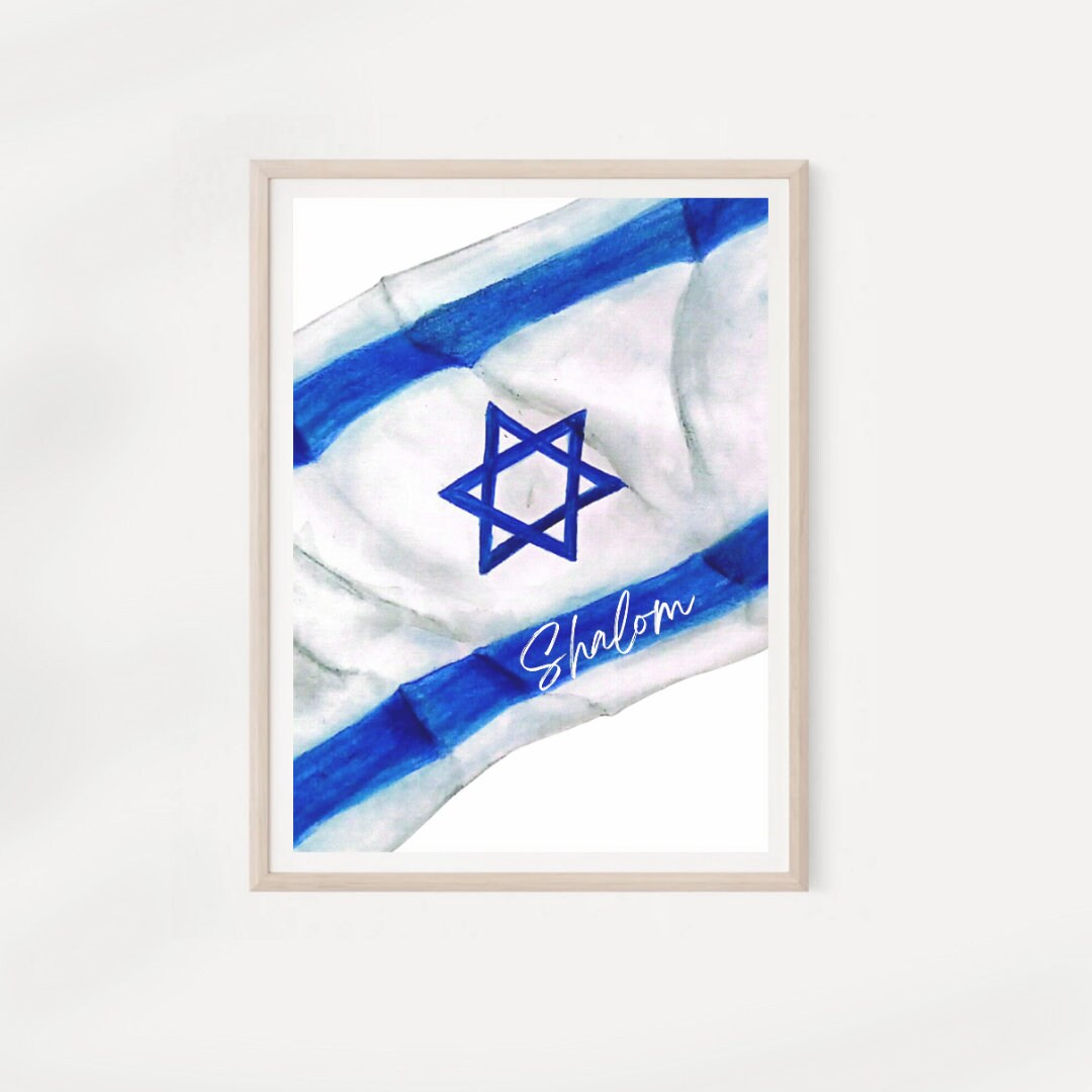 Shalom. Israel Flag Painting. Digital Download. Handmade - Etsy
