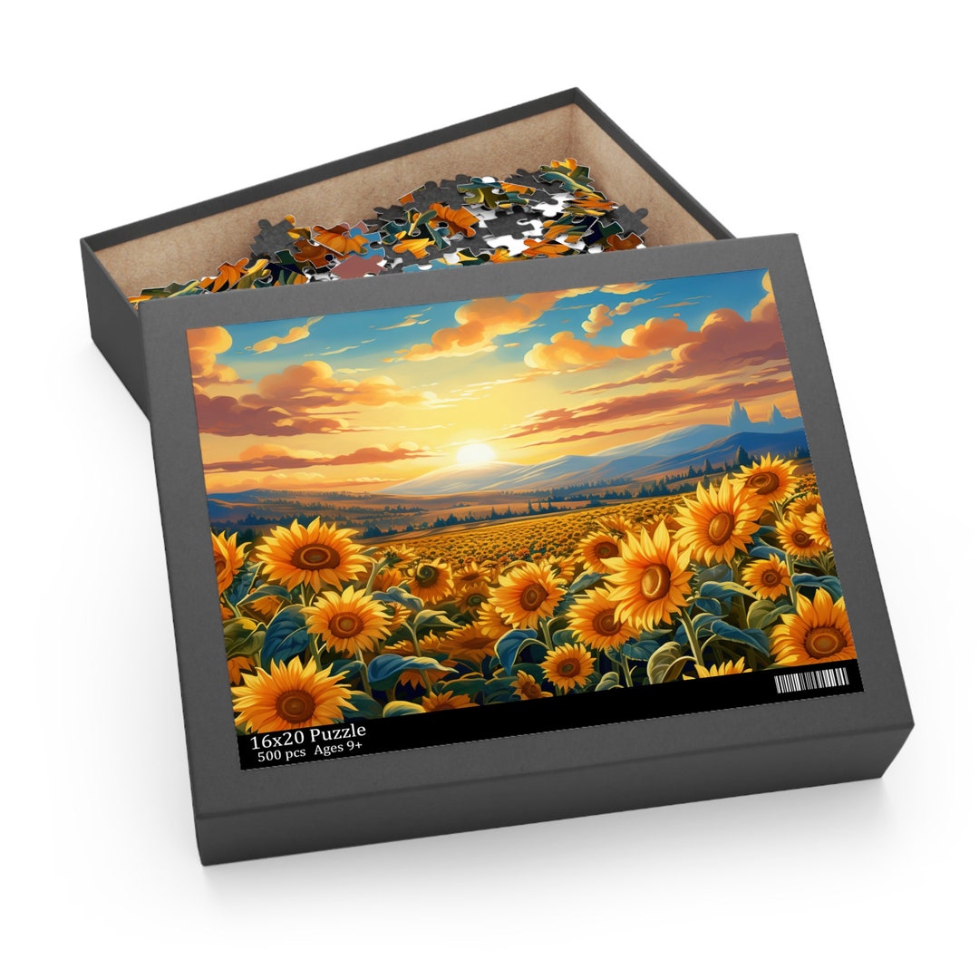 Sunflower Fields Jigsaw Puzzle, 500 Piece Jigsaw Puzzle Sunflower Art ...