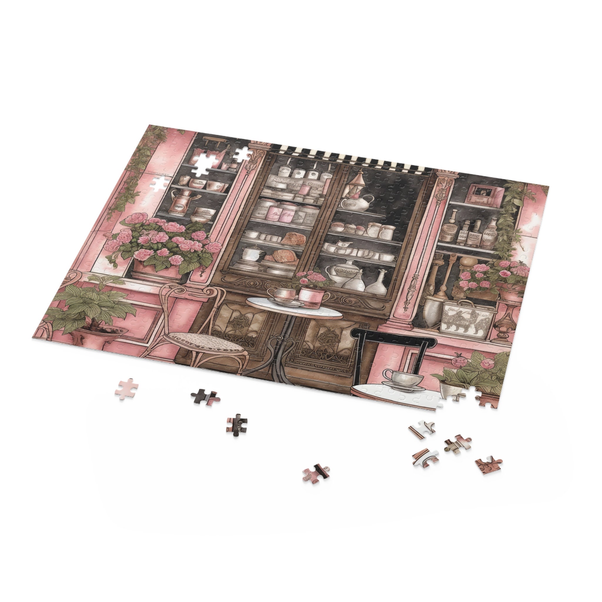 Vintage Café Scene Jigsaw Puzzle 500 Pieces, Charming Coffee Shop ...