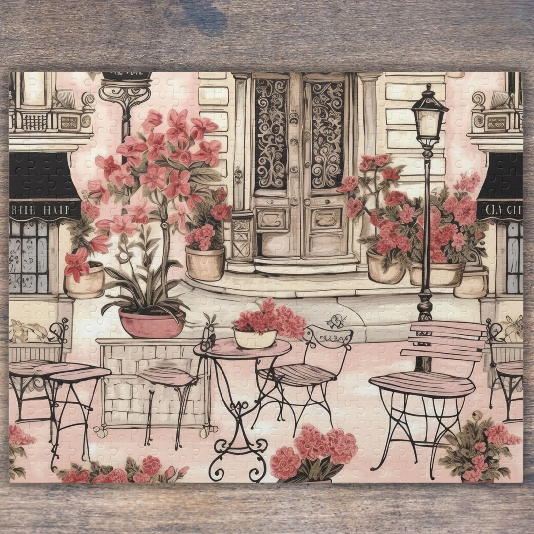 Charming Parisian Cafe Scene 500 Piece Jigsaw Puzzle, Vintage Style ...
