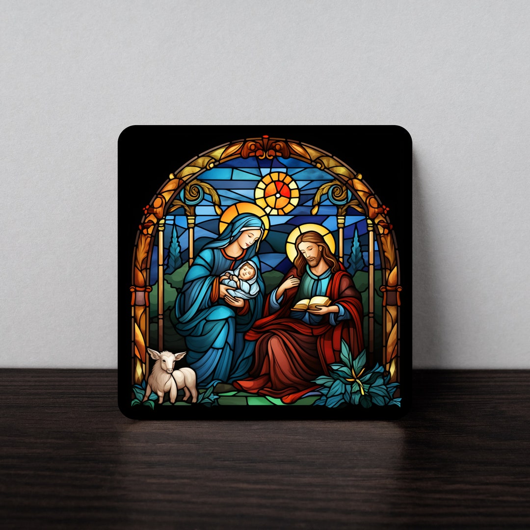 Christmas Nativity Scene Mosaic Coaster, Custom Religious Xmas ...