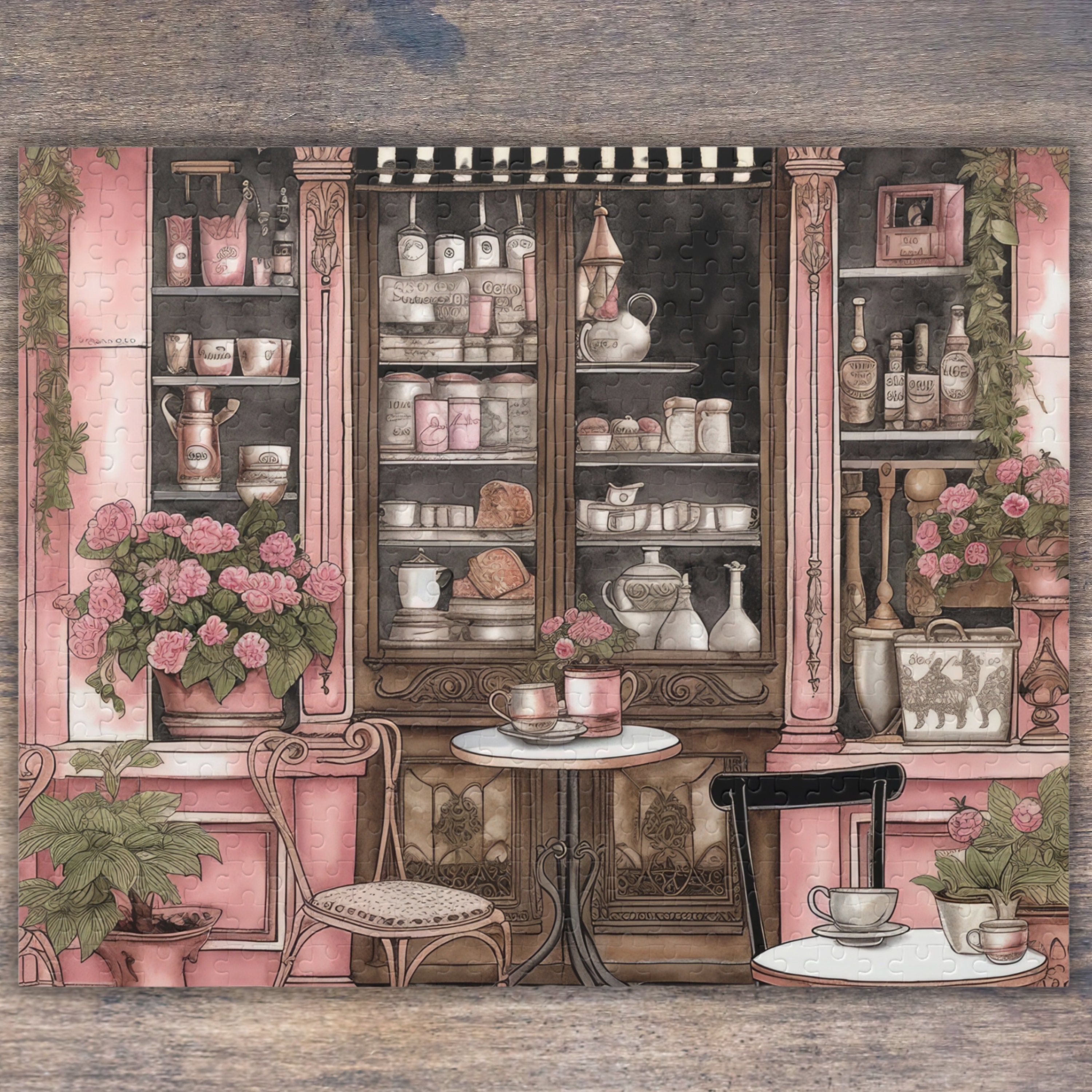 Vintage Café Scene Jigsaw Puzzle 500 Pieces, Charming Coffee Shop ...