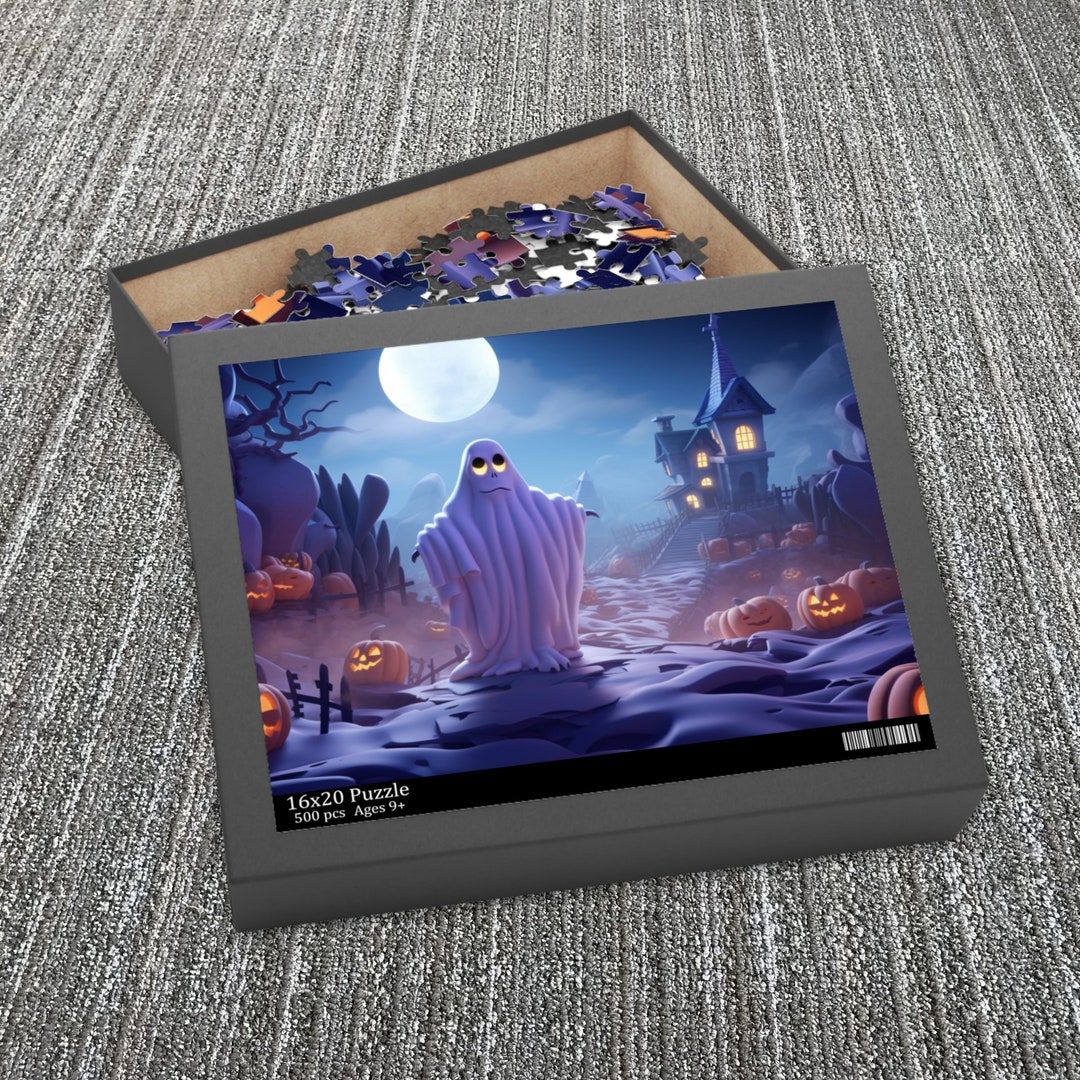 Halloween Ghostly Night 500 Piece Spooky Ghost Jigsaw Puzzle, Scary ...