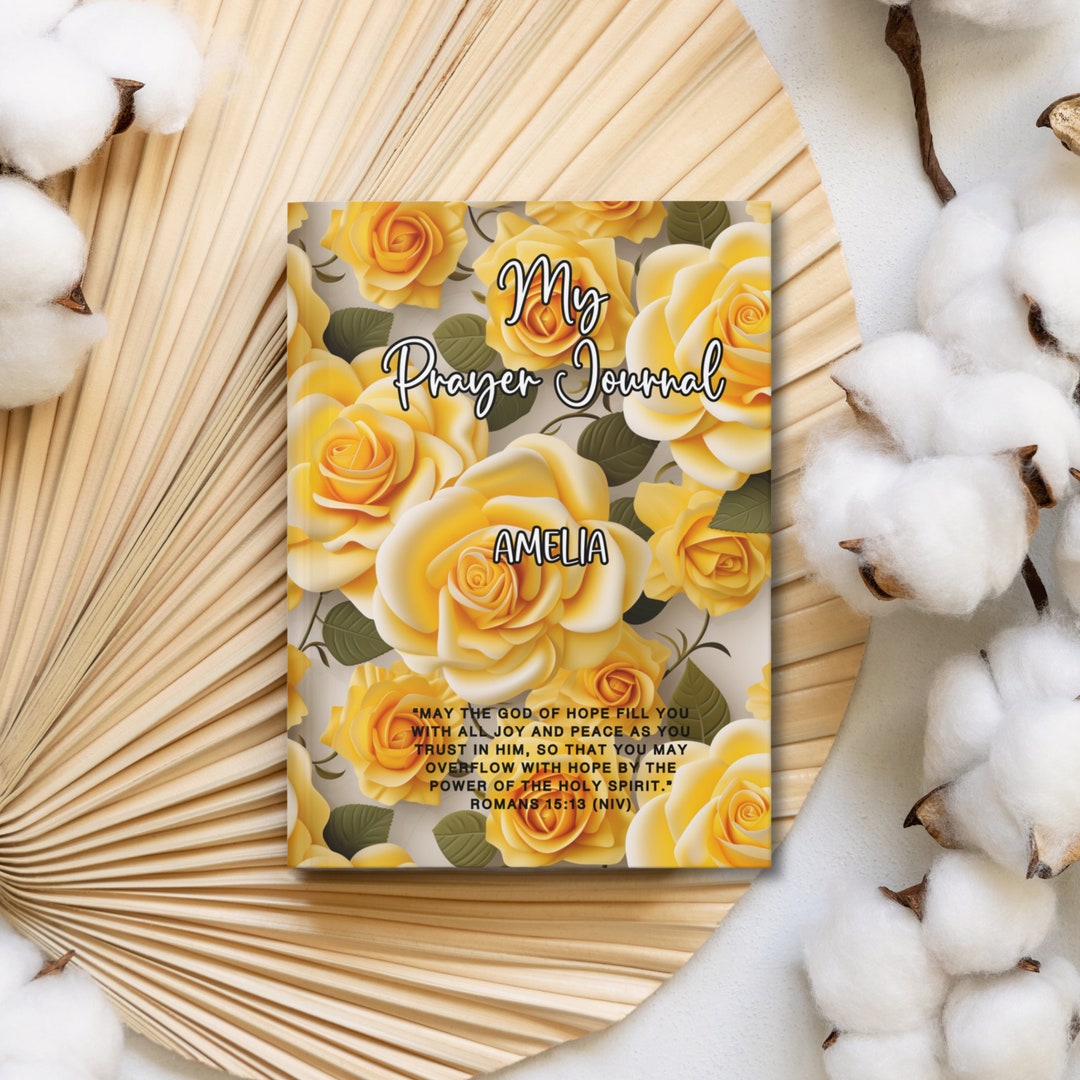 Hardcover Prayer Journal With 3d Yellow Roses, Inspirational Religious ...