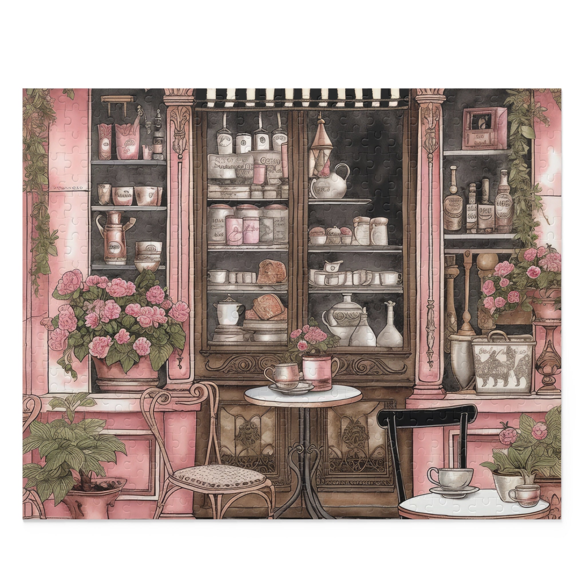 Vintage Café Scene Jigsaw Puzzle 500 Pieces, Charming Coffee Shop ...
