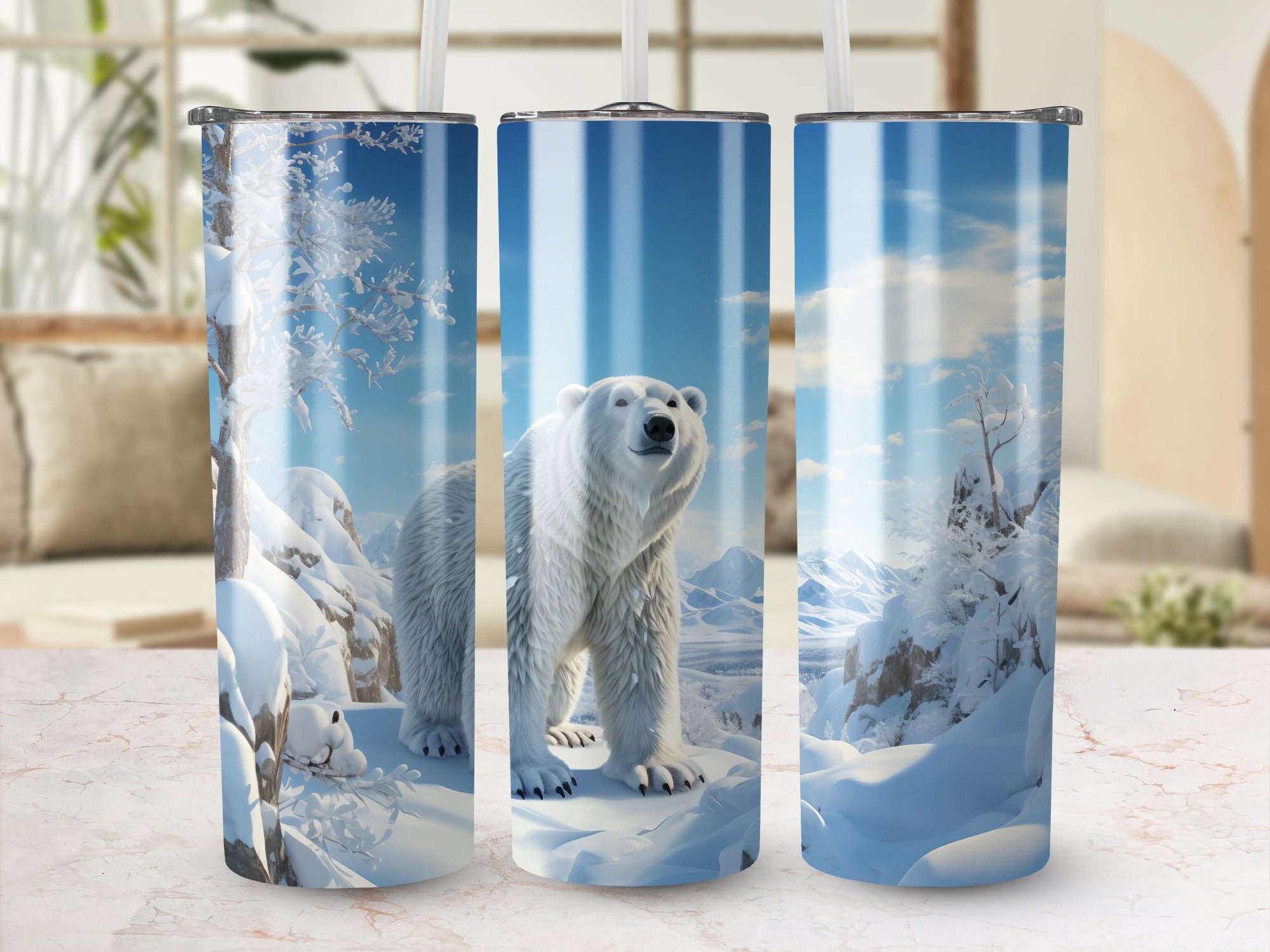20 Fun Polar Animals 20oz Tumbler Wrap Bundle, Cute Cartoon Style ...
