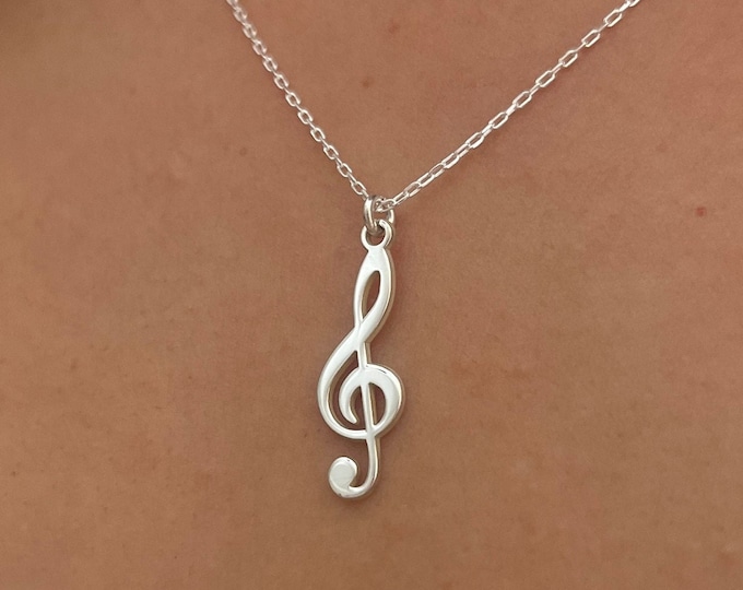 Musical Note Necklace, Couple Necklace, Left Key Musical Note Necklace ...