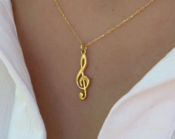 Musical Note Necklace, Couple Necklace, Left Key Musical Note Necklace ...