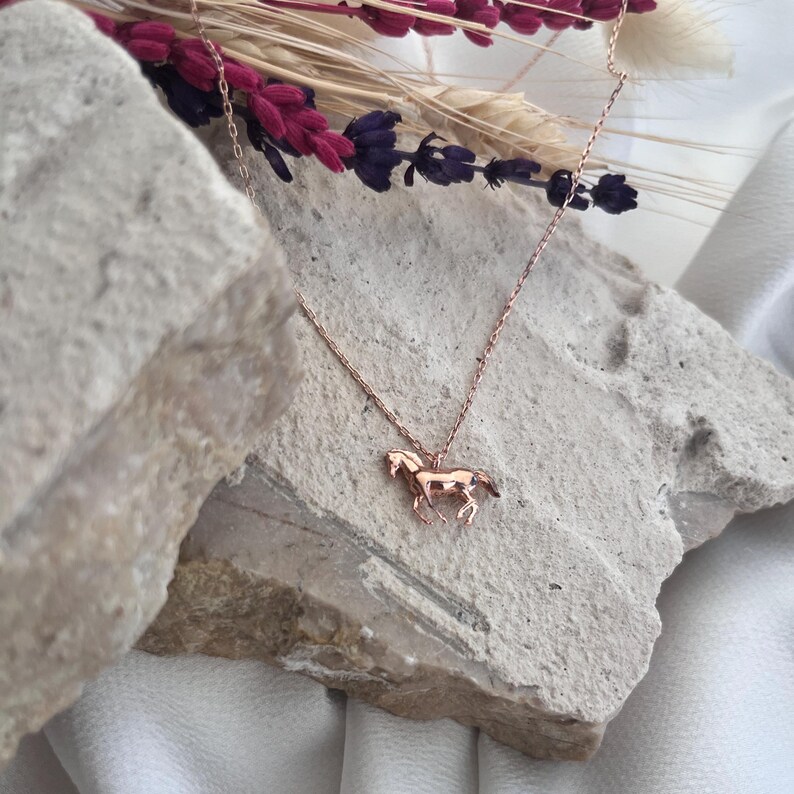 Dainty Gold Running Horse Necklace, Tiny Horse Pendant With Box Chain ...