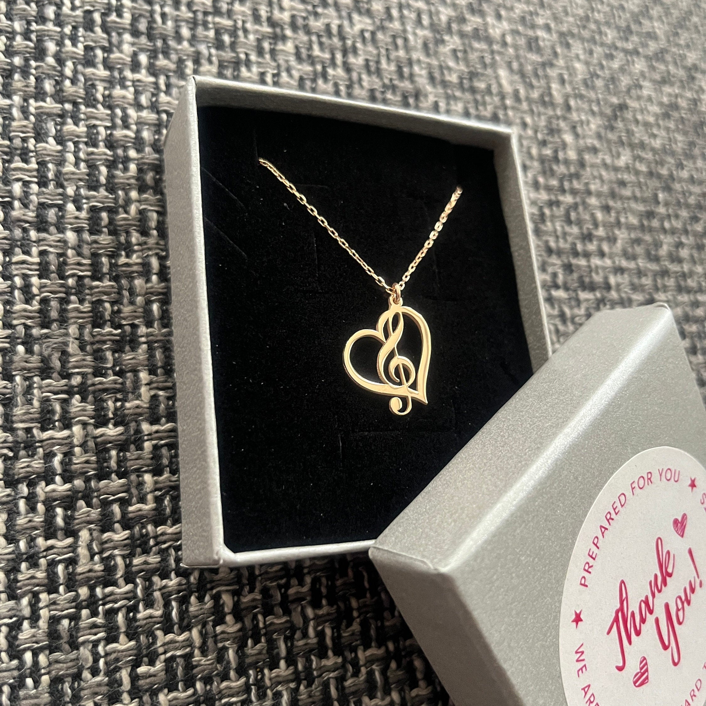 Heart Treble Note Necklace, Treble Note Necklace, Special Necklace for ...