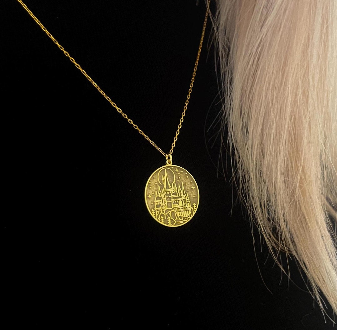 Wizard School Pendant, Sterling Silver Potterhead Necklace, Gold ...