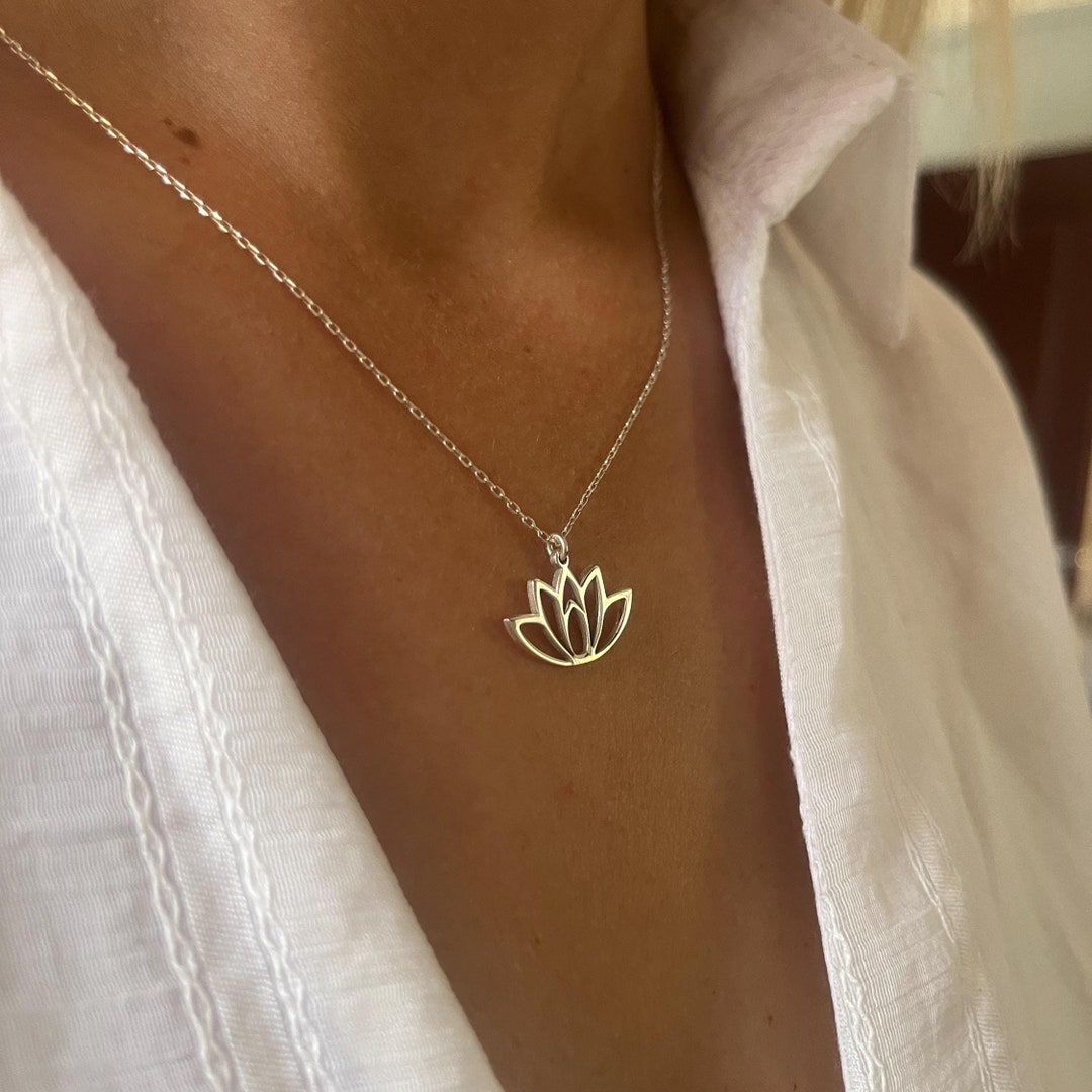 Lotus Flower Necklace Lotus Yoga Necklace Symbol of Purity Necklace ...