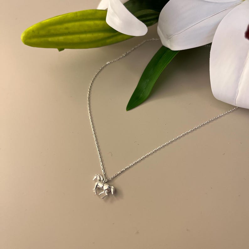 Dainty Gold Running Horse Necklace, Tiny Horse Pendant With Box Chain ...