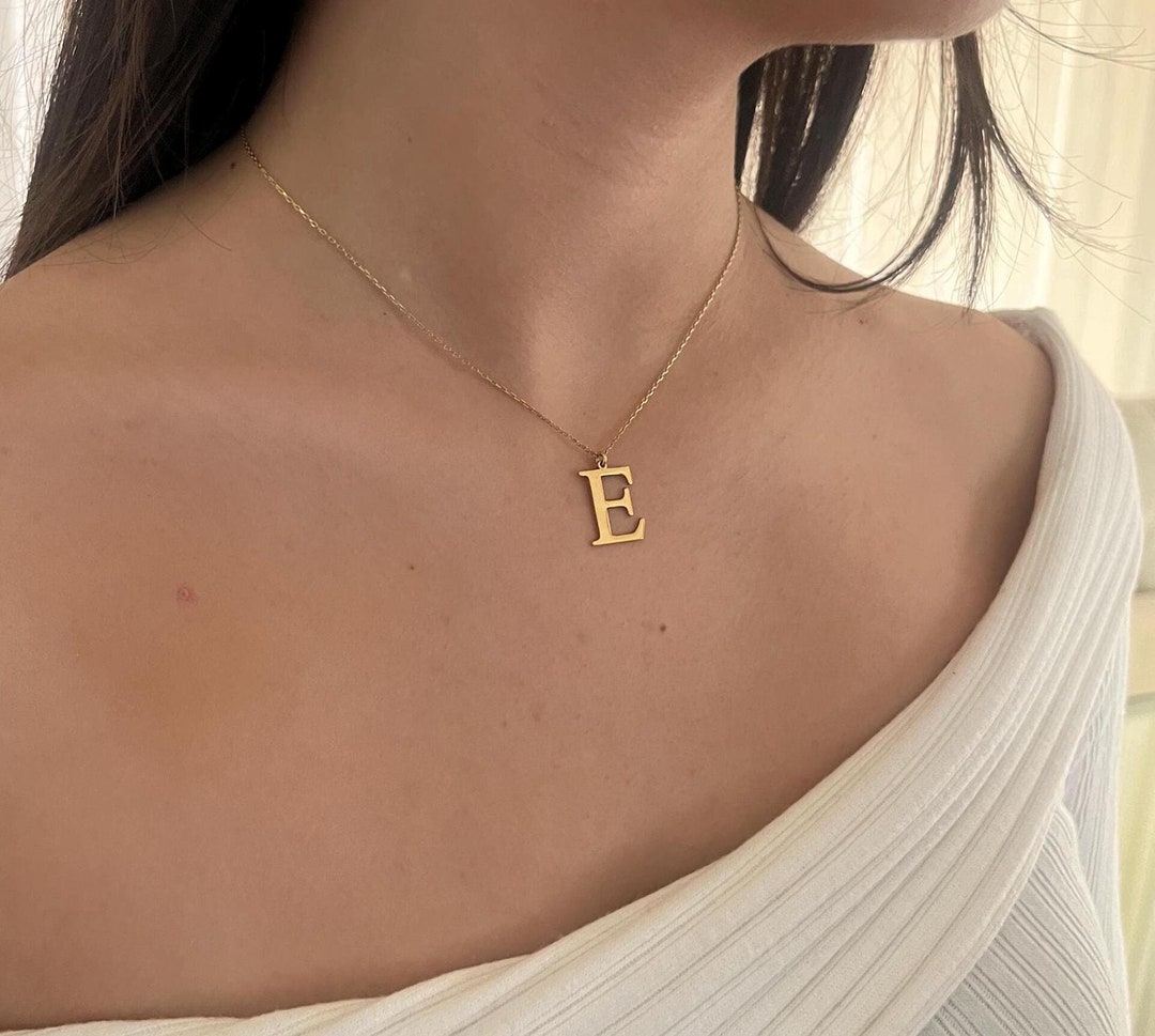 Single Letter Necklace - Silver Letter Jewelry - Personalized Necklace ...