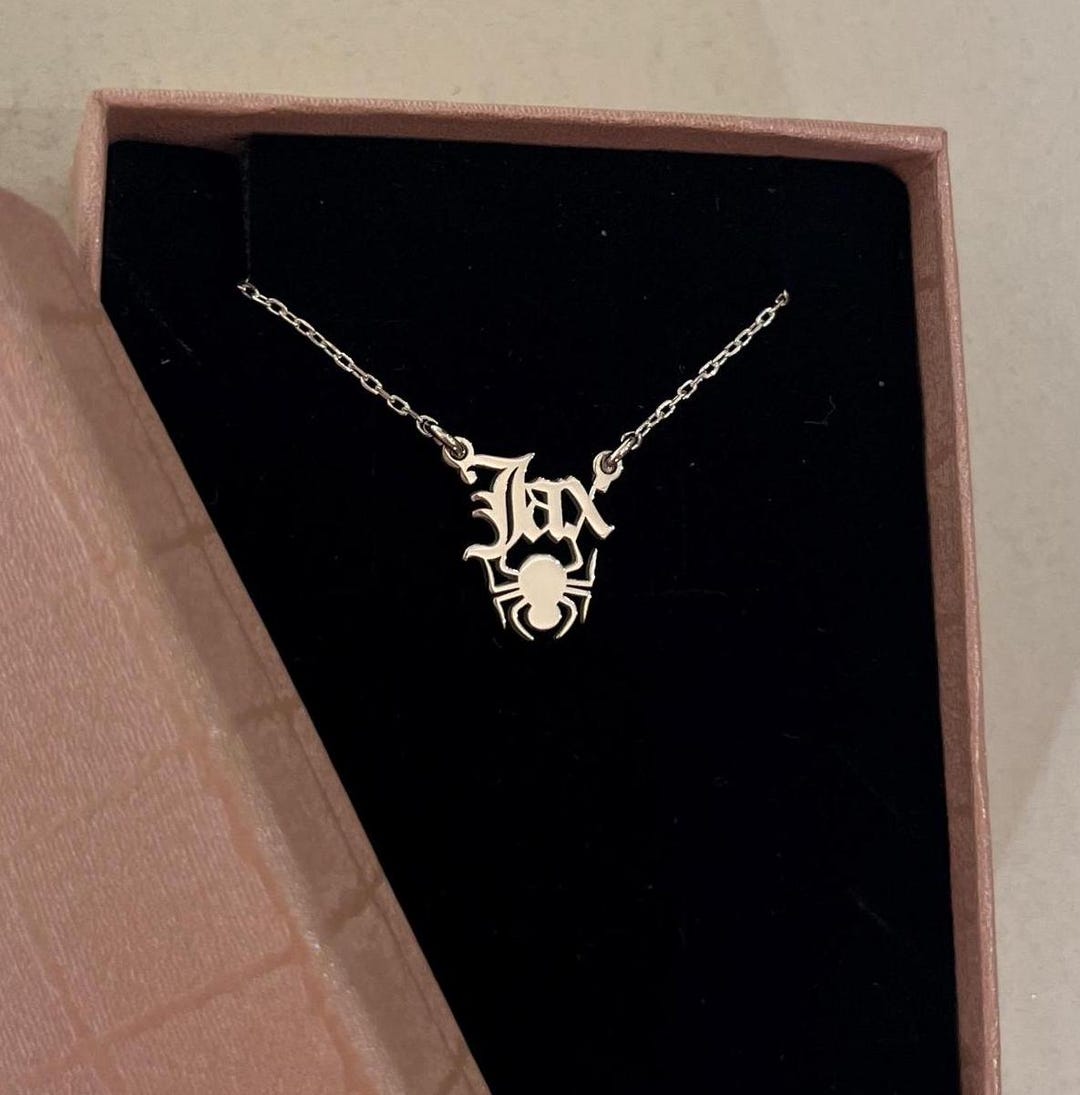 Personalized Spider Name Necklace, Halloween Spider Web Necklace, Scary ...