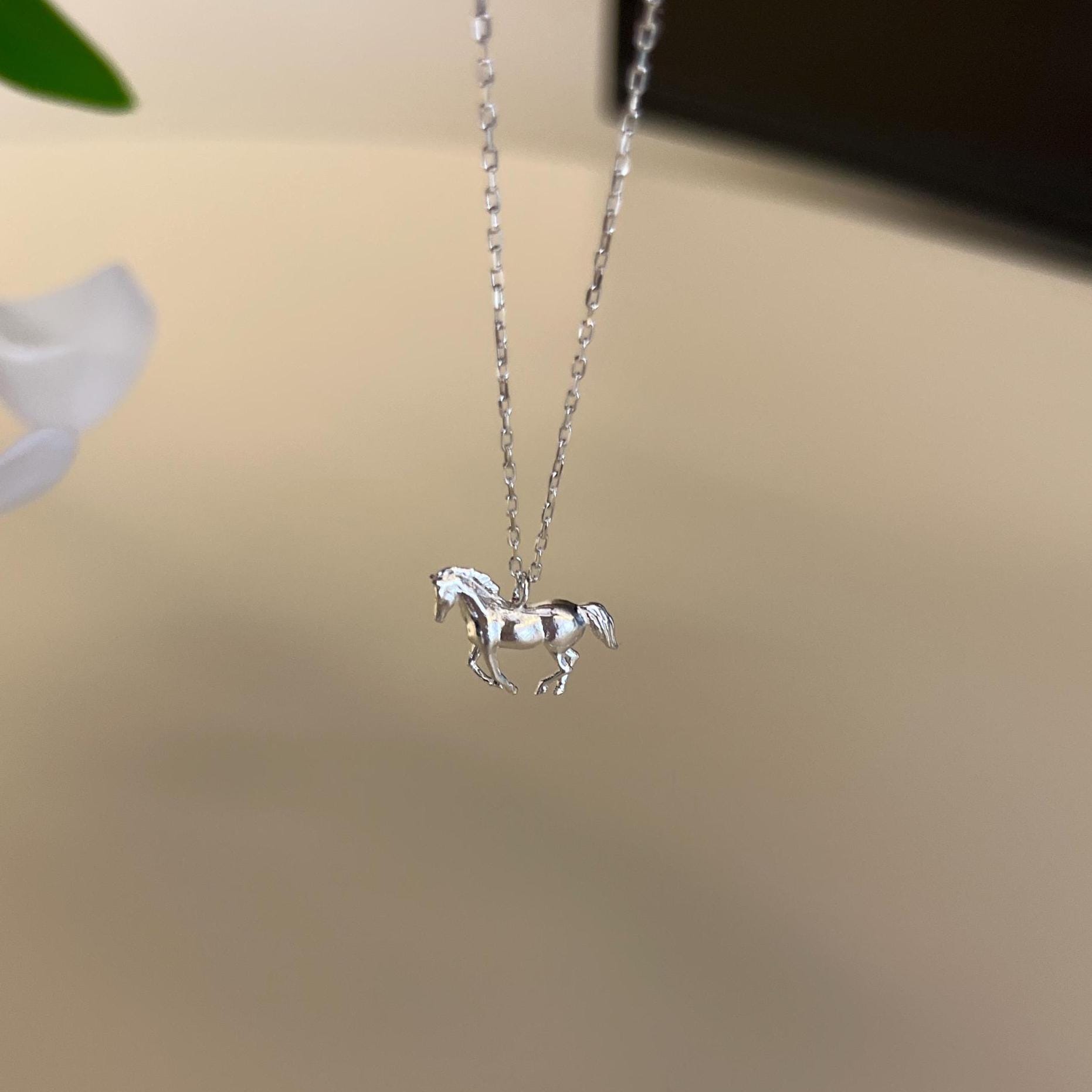 Dainty Gold Running Horse Necklace, Tiny Horse Pendant With Box Chain ...