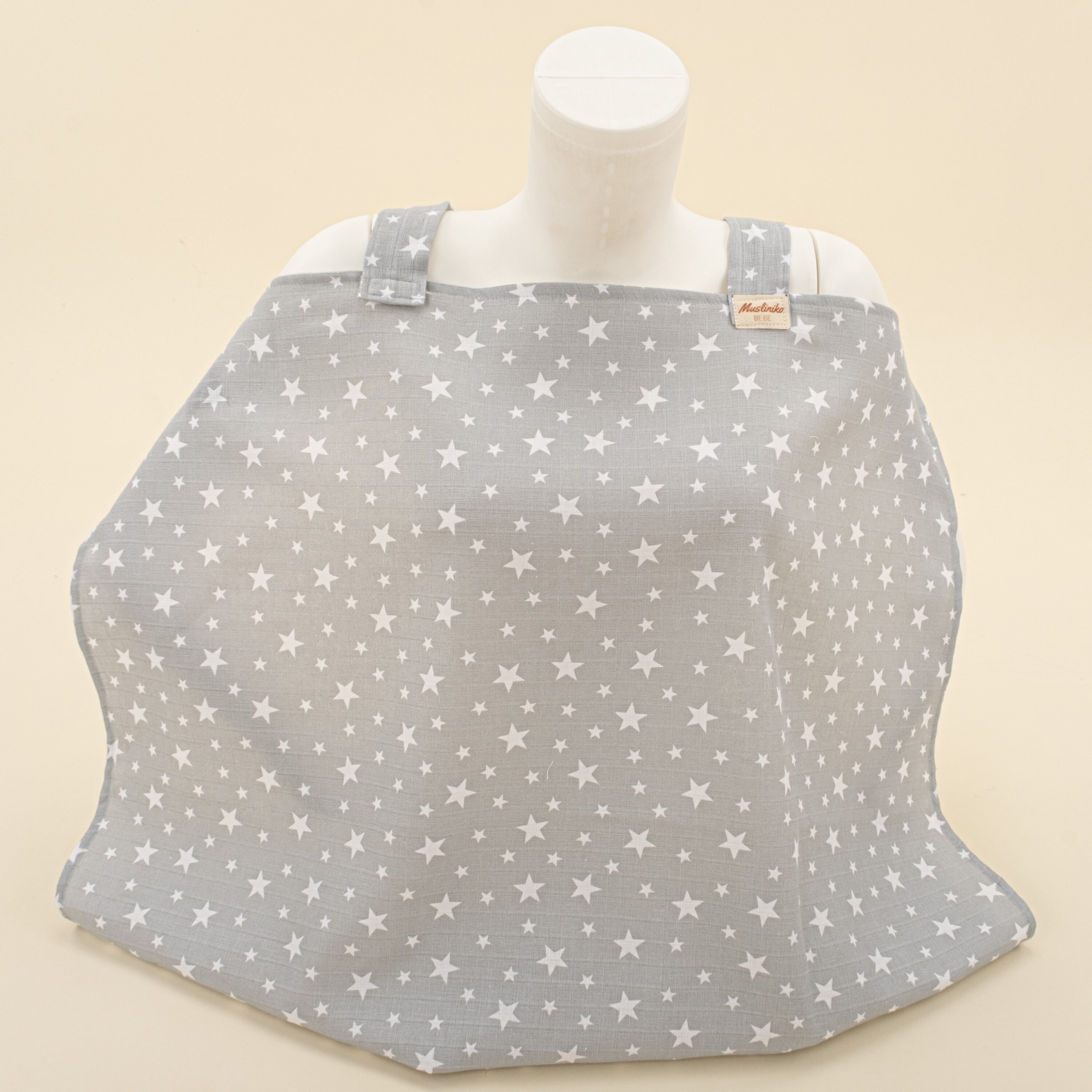 Gray Star Breastfeeding Apron, Soft Muslin Nursing Bib Cover, Infant ...