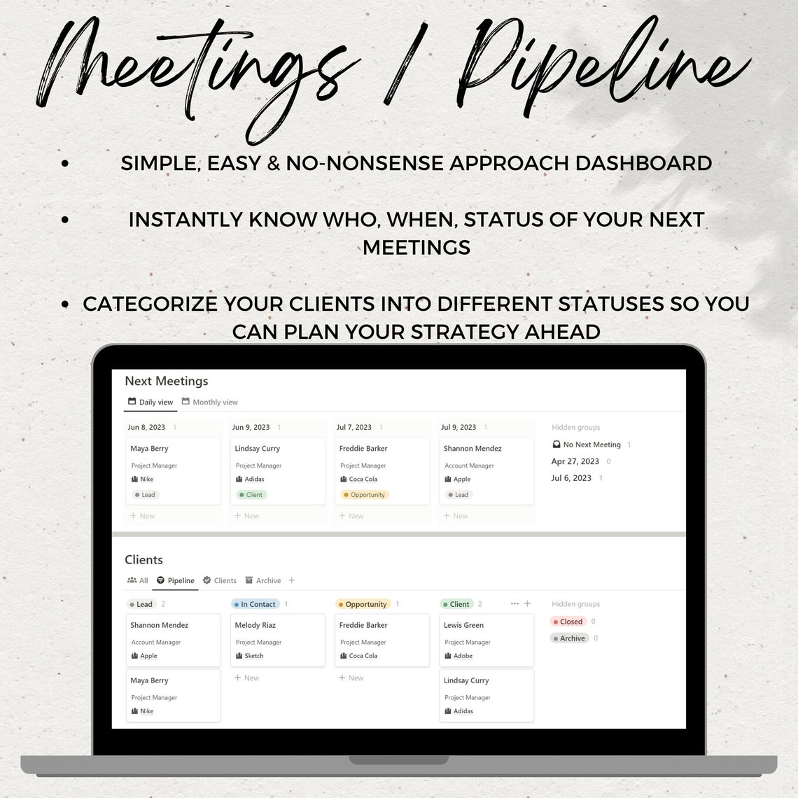 Simple CRM Tracker Dashboard Notion Template Simple Multipurpose ...