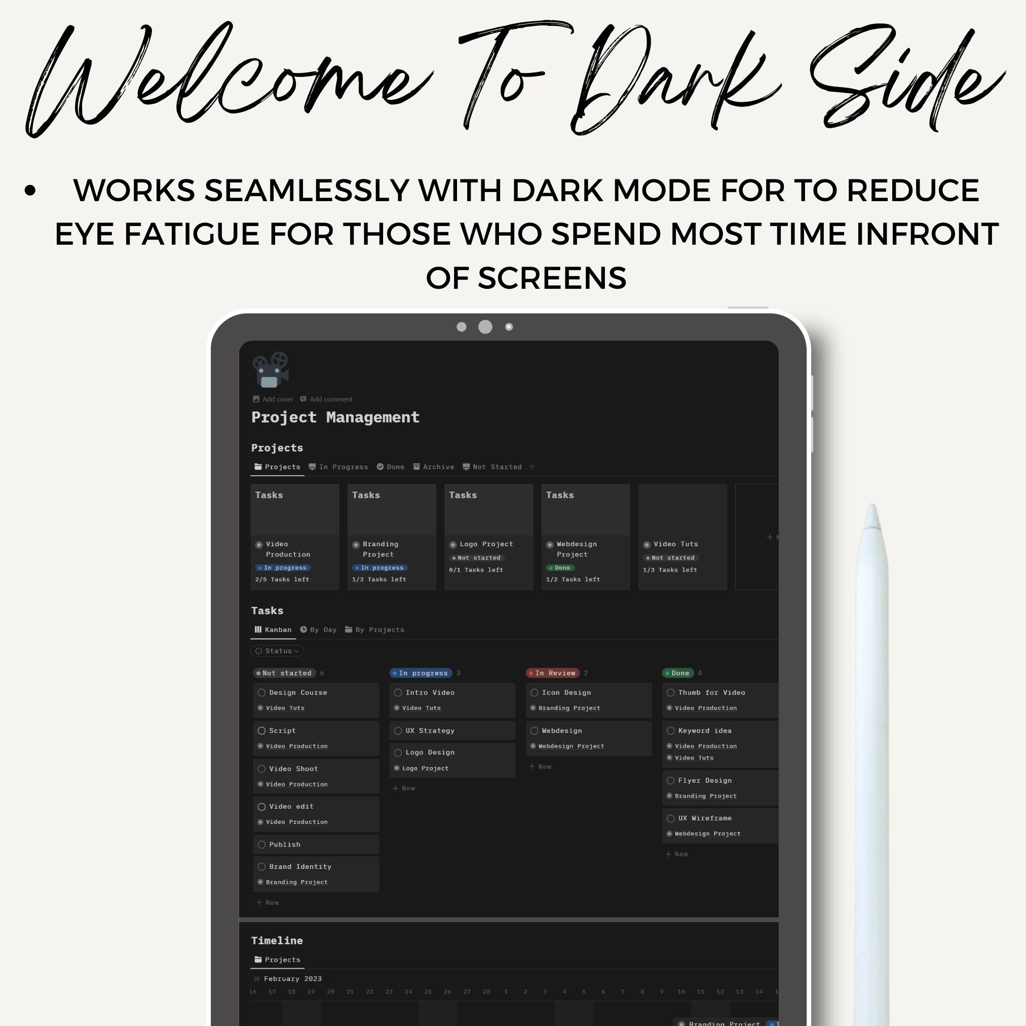Simple Project Management Notion Template | Kanban Board | Tasks ...