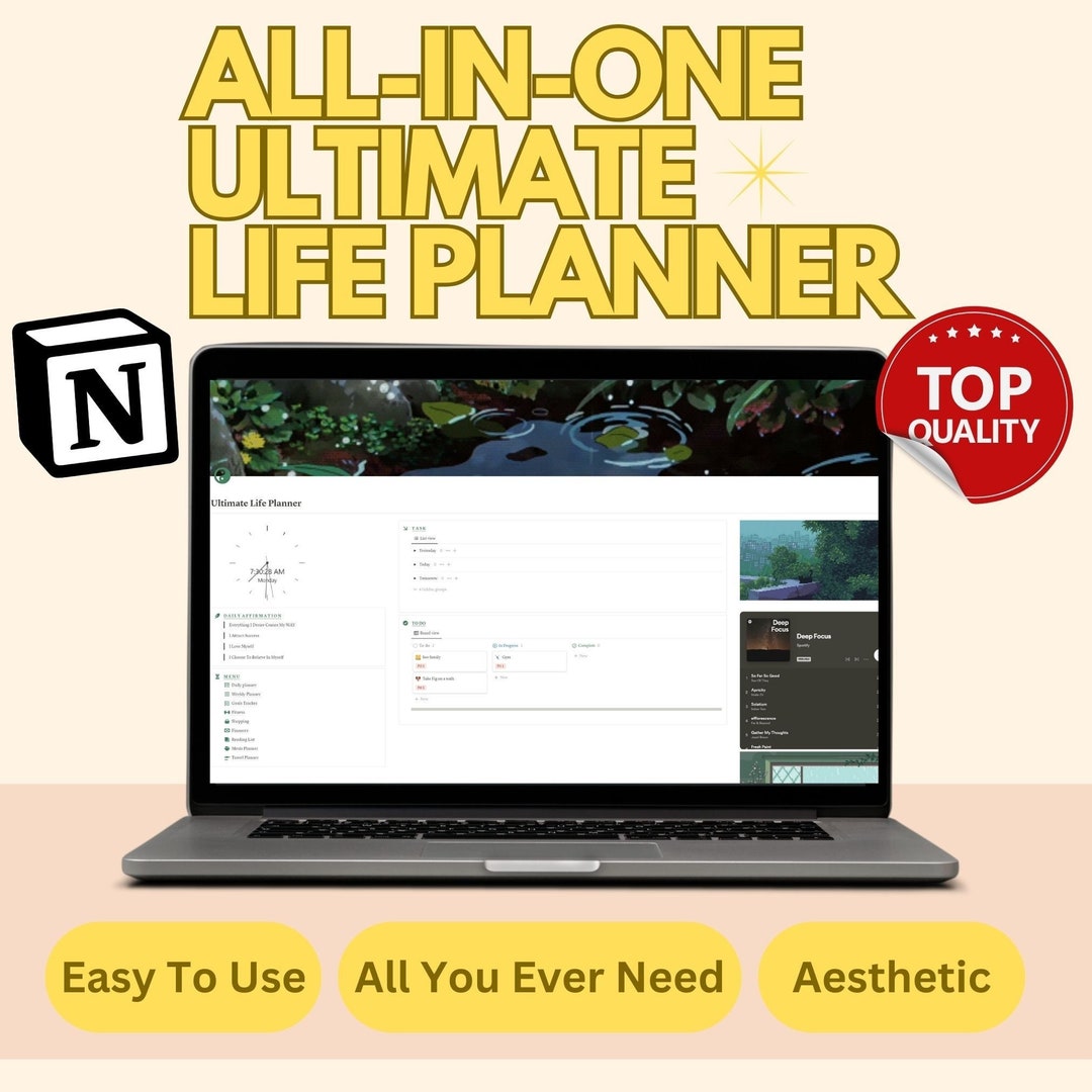 All in One Ultimate Life Planner Notion Template | Habit Tracker ...