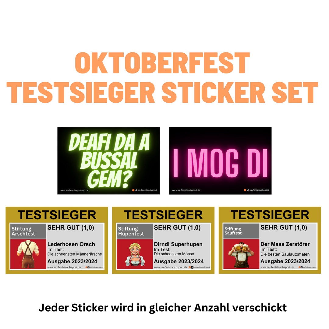 Oktoberfest Sticker Set Testsieger Set bumsbar Set Sticker Set Malle ...