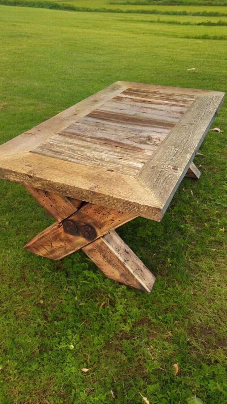 Rustic Dining Table Top With Metal Legs, Rustic Farmhouse Dining Table ...