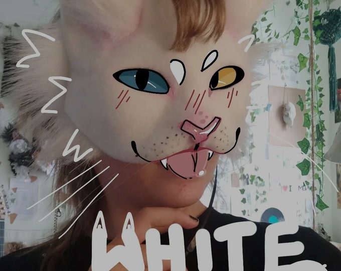 White Maine Coon Cat Mask Therian Themed - Etsy
