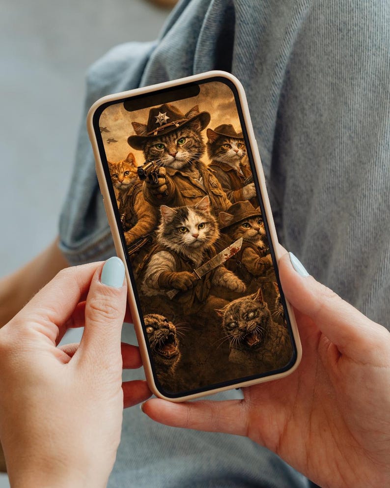 Cats of the Apocalypse Poster, Funny Zombie Cat Art, Horror Parody Wall ...