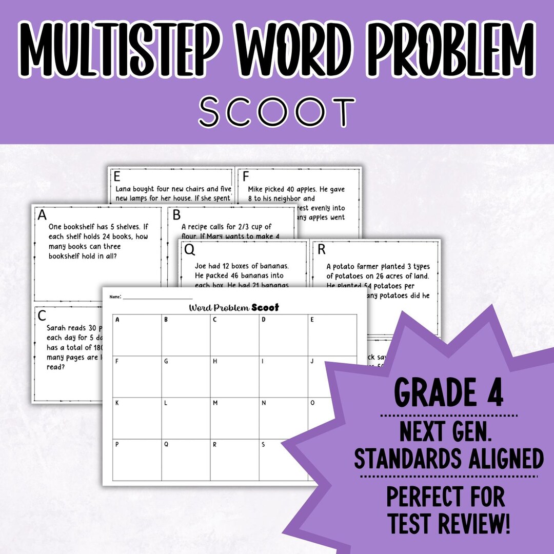 Multistep Word Problem SCOOT | 4th Grade End of Year Math Review ...