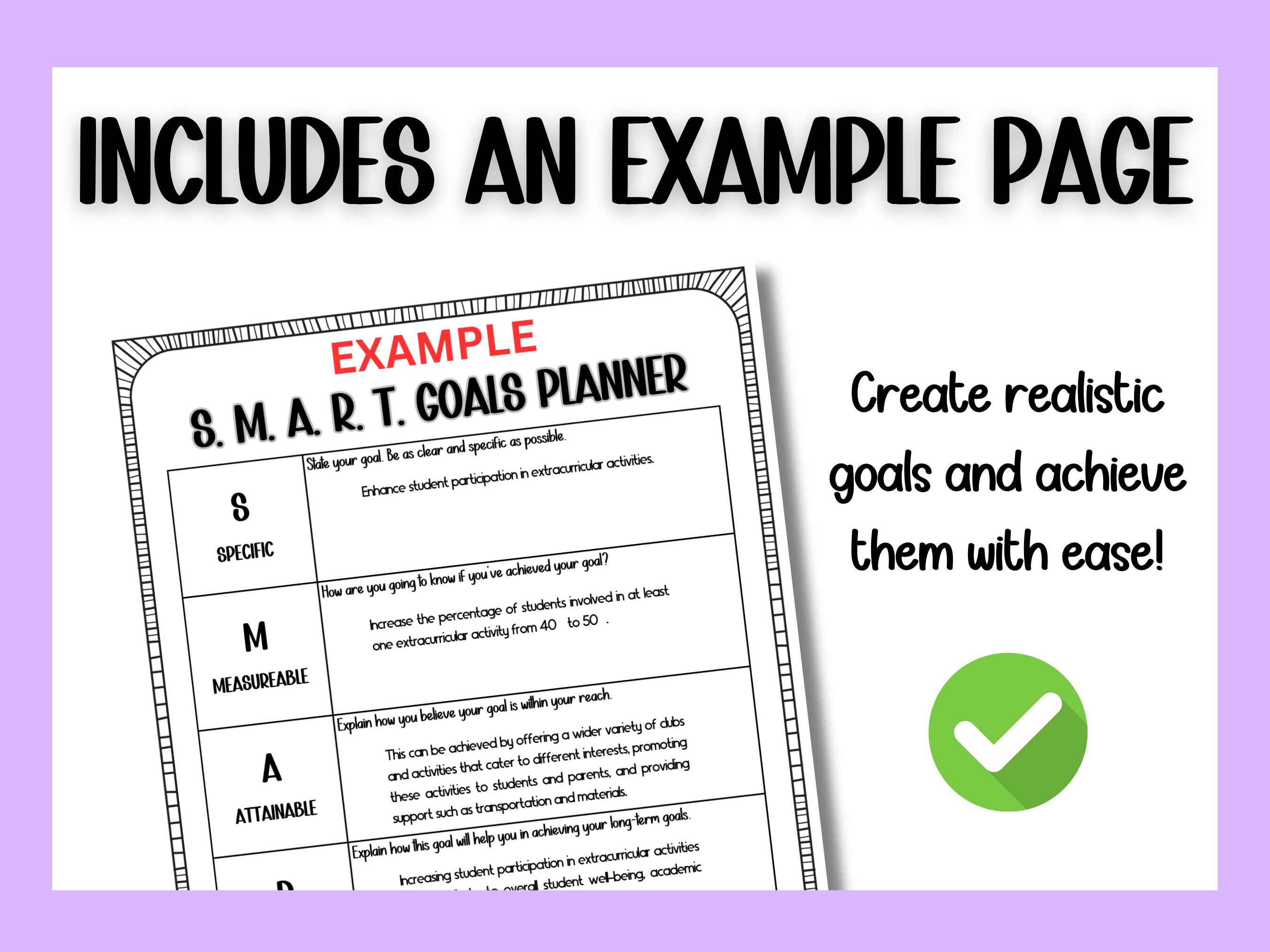 SMART Goals Planner, Goal Setting, Printable Template, Worksheet for ...