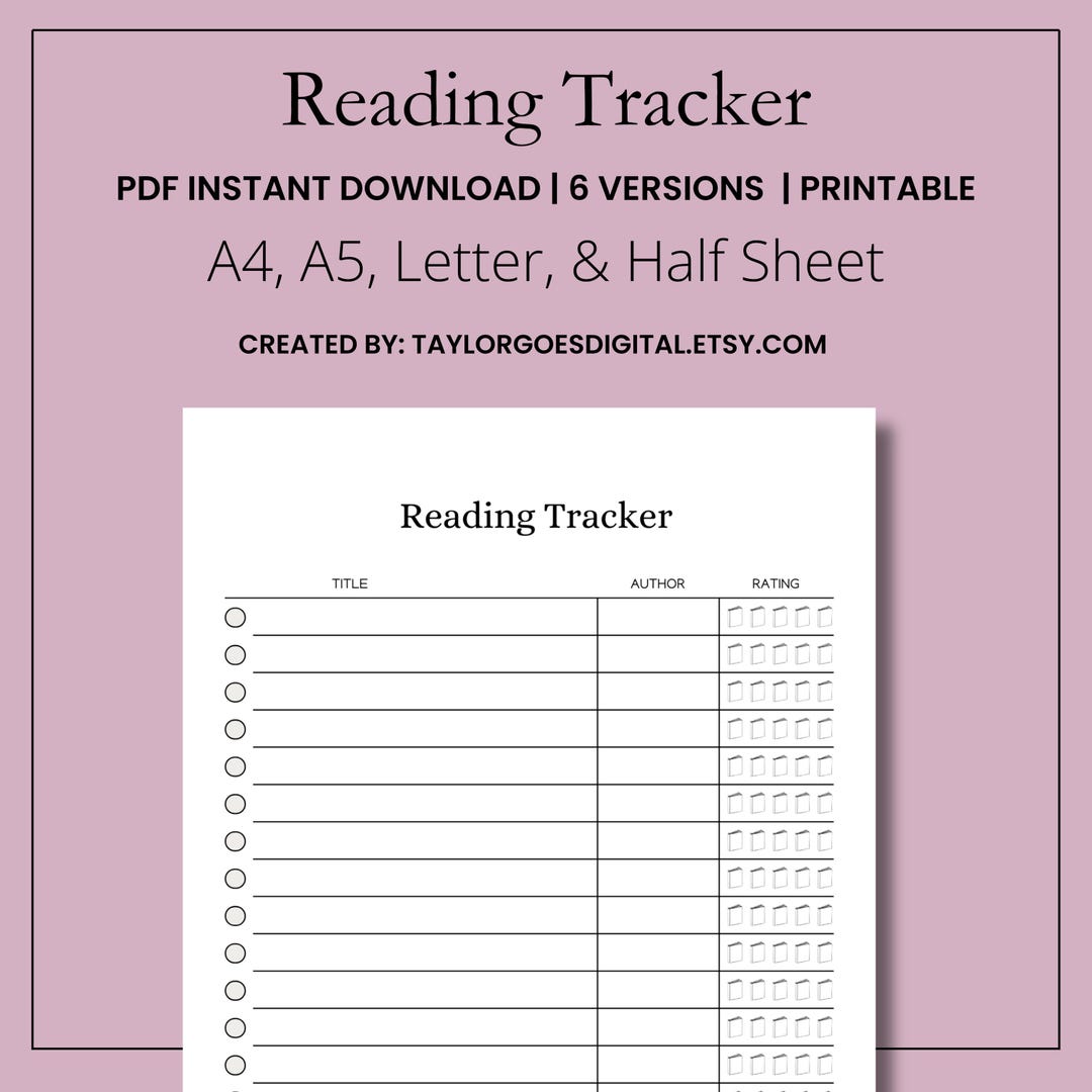 Printable Reading Tracker Template | Reading Log PDF | Book Tracker for ...