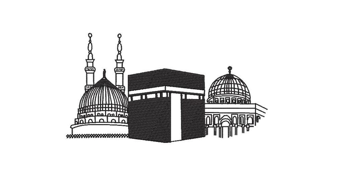 Kaaba, Al-aksa & Madina Mosque Embroidery Design - Islamic Landmarks ...