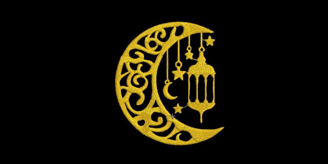 Ramadan Moon Embroidery Design, Crescent Moon Machine Embroidery ...