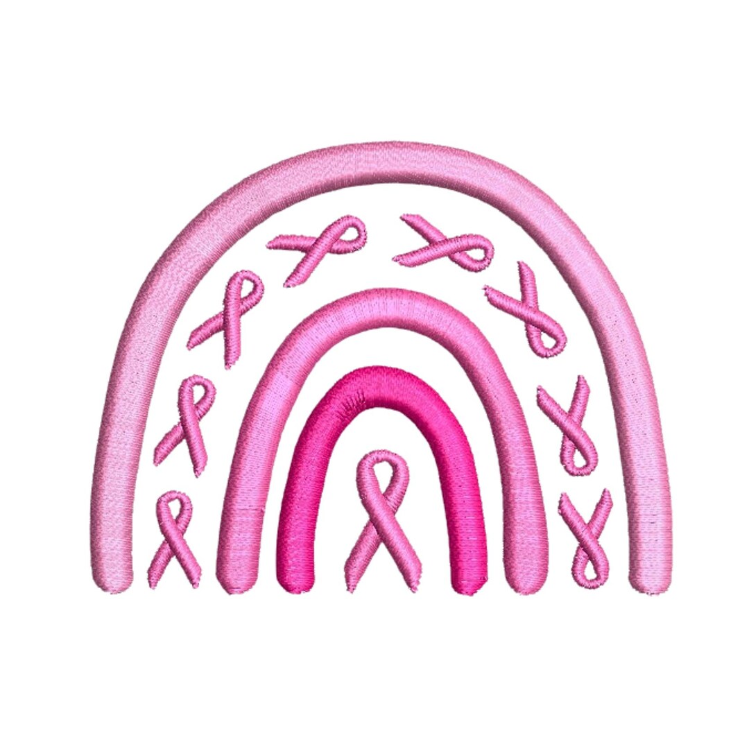 Rainbow Pink Ribbon Embroidery Design, Cancer Ribbon Embroidery Design ...